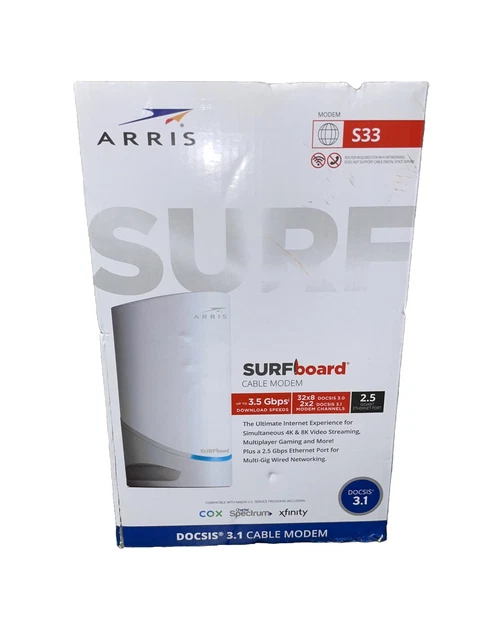 ARRIS SURFBOARD S33 Docsis 3.1 Multi-gigabit Cable Modem w/2.5 Gbps ...
