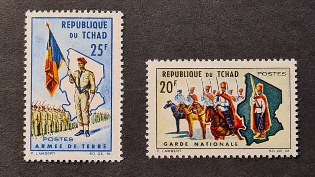 CHAD TCHAD XF Mnh Stamps National Guard Military Army Flags Horses £1. ...