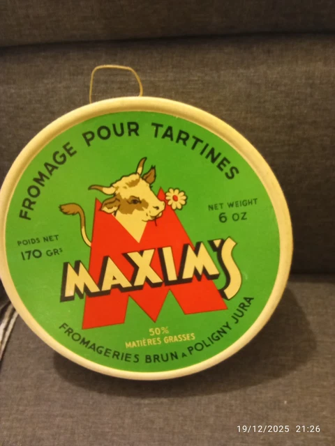 RARE MODÈLE MAXIM'S .VACHE QUI RIT .ancienne boite publicitaire carton ...