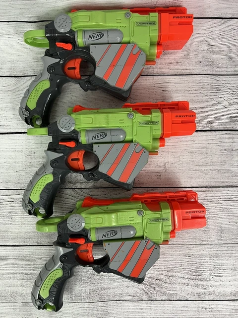 NERF VORTEX DISQUE blaster pistolet blaster vert orange lot de trois 3 EUR 32,77 - PicClick FR