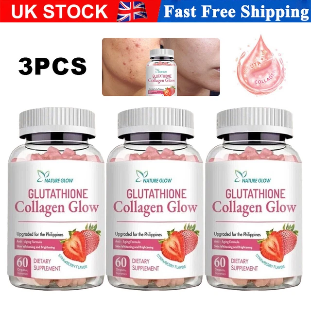 3 PCS NATURE Glow Glutathione Collagen Glow | 60 Gummies (Strawberry ...