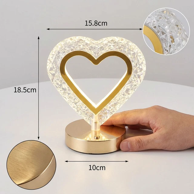 NIGHT LIGHT LED Touch Bedside heart Table Lamp with Remote Control ...