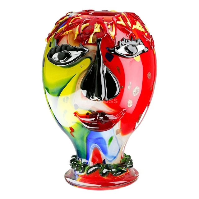 GORGEOUS MURANO TECHNIQUE Massive Art Glass Picasso Tribute Art Glass Vase £9.99 - PicClick UK