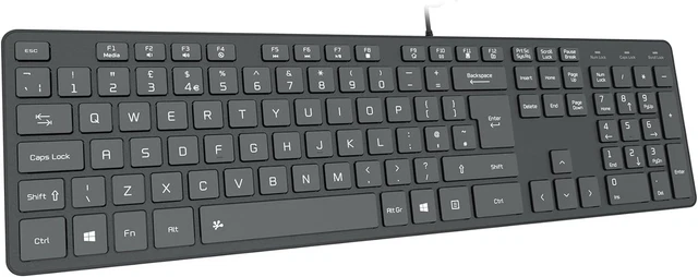 SLIM USB WIRED Keyboard QWERTY Soft Touch and Quiet Key for PC Laptop ...