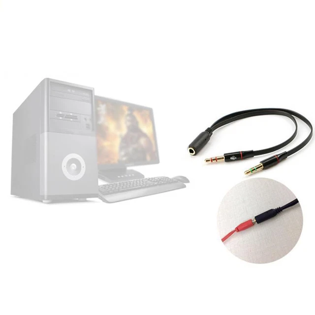 3.5MM AUDIO MIC Y Splitter Cable Cord Headphone Adapter Hot！！！ For PC ...