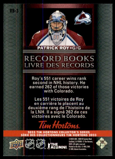 2023-24 UPPER DECK Tim Hortons Record Books Patrick Roy #RB-3 EUR 1,11 ...