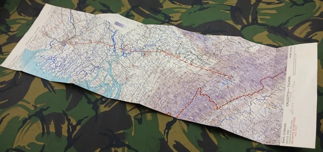 RARE WW2 RAF air route "STRIP MAP" of INDIA entitled "CALCUTTA ...