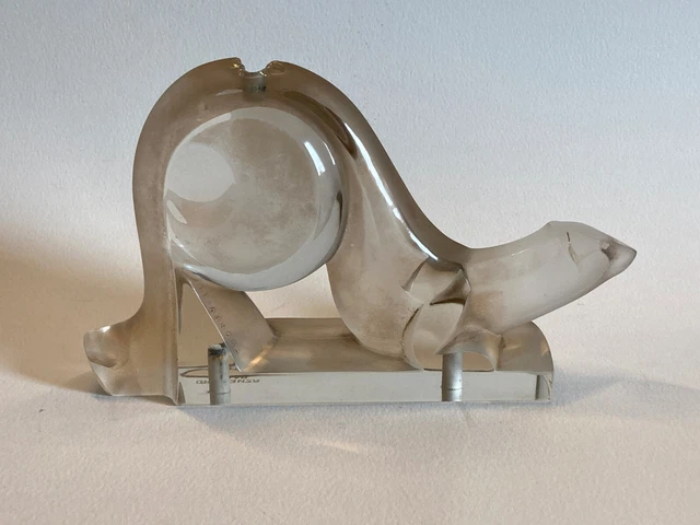 RENÉ GORO / Roger Cogneville Belette en verre pressé dépoli Art Deco No ...