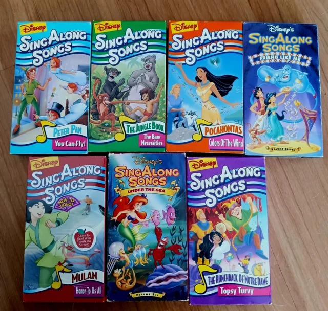 DISNEY SING ALONG Songs Pocahontas Little Mermaid Mulan Aladdin VHS Lot ...