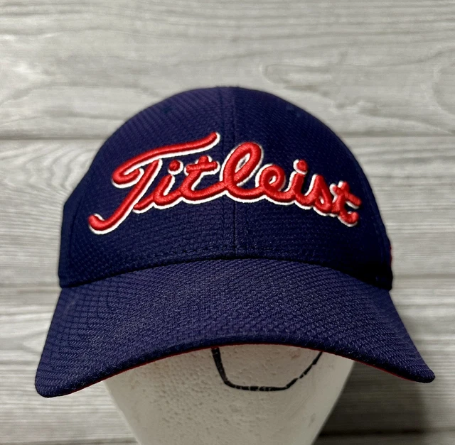 TITLEIST PRO V1 FJ Footjoy Golf S/M Hat Cap Blue Red Embroidered A-Flex ...