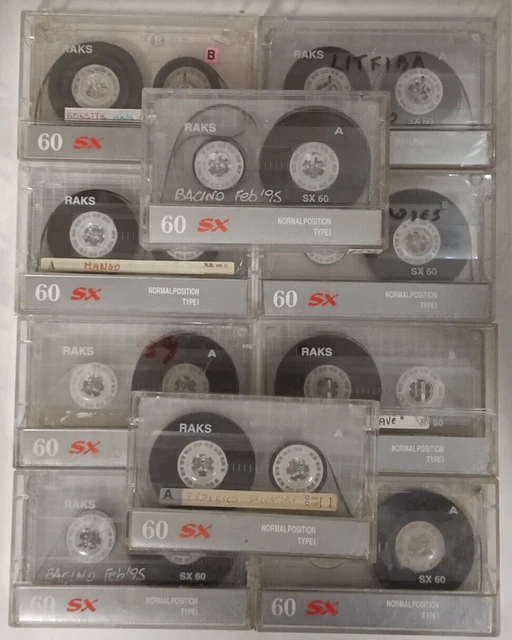 LOTTO 10X RAKS SX 60 musicassette vergini cassette tape vintage EUR 15 ...