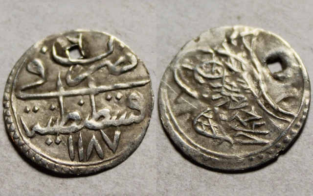 RARE GENUINE ISLAMIC silver Para coin/Ottoman Emp./Turkey/Abdul Hamid ...