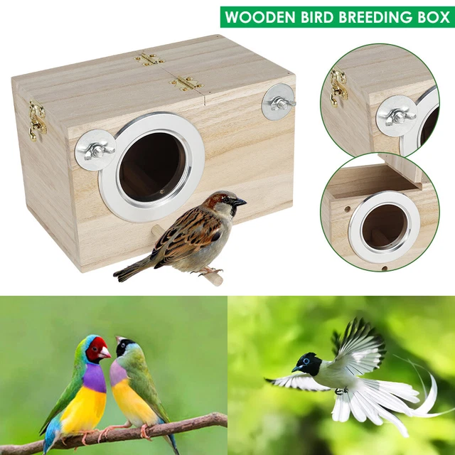 WOODEN BIRD BREEDING Box Cage Parrot Budgie Nesting House Lovebirds ...