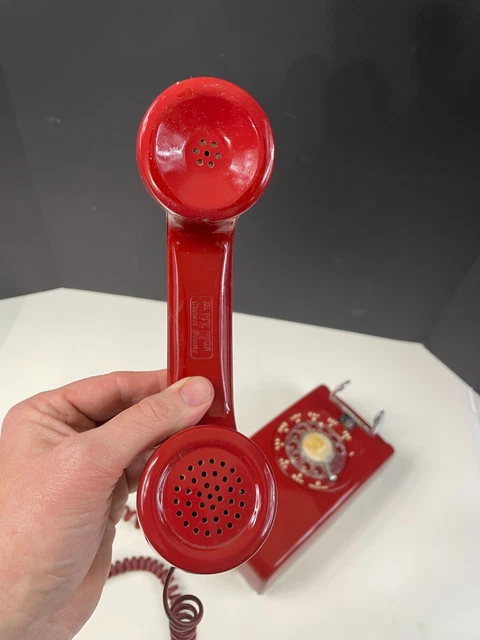 VINTAGE RED WALL Rotary Telephone ~ Bell Systems Western Electric ...