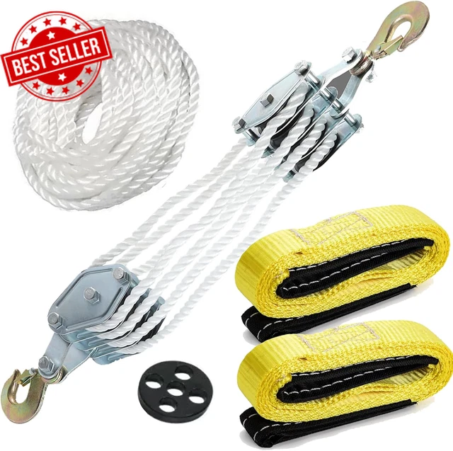 HEAVY-DUTY 4,000 LB Breaking Strength 65 FT Rope Hoist (Rope Hoist and ...