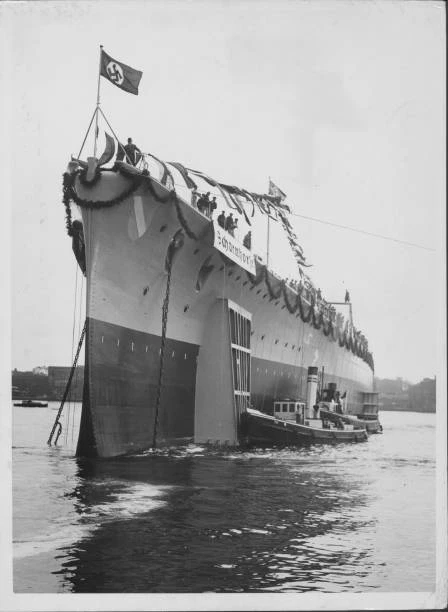THE LAUNCH GERMAN battleship Scharnhorst, Kriegsmarinewerft Wilhel Old ...