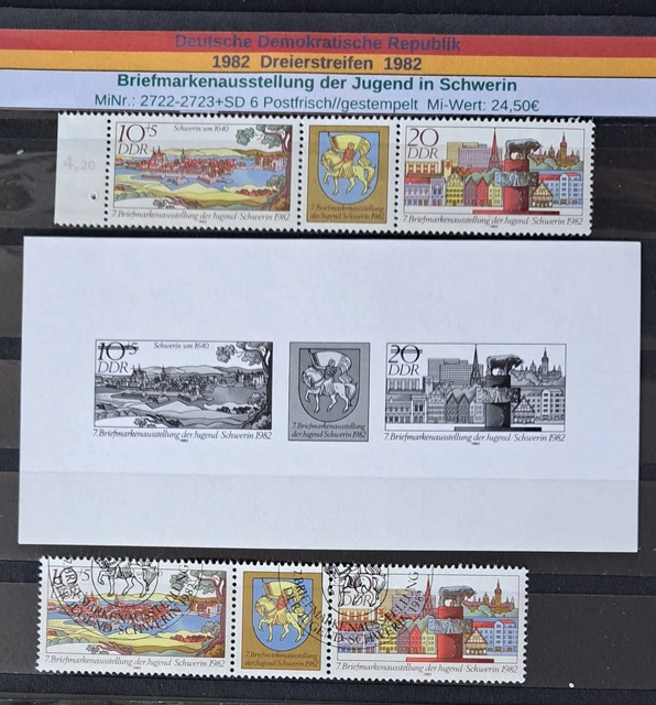 DDR 1982 MINR: 2722-2723+SD 6 postfrische/gest Dreierstreifen und ...