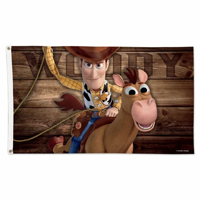 WOODY RIDING BULLSEYE Toy Story Disney Pixar 3'X5' Deluxe Flag Wincraft ...