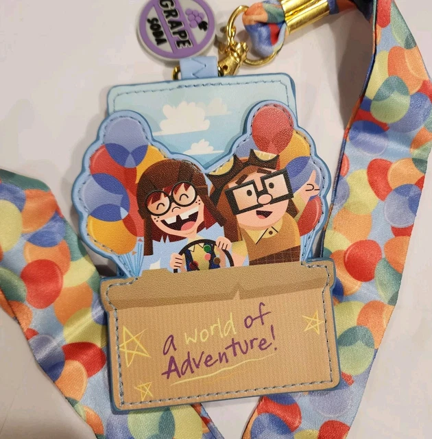LOUNGEFLY DISNEY PIXAR UP Carl and Elle Balloon Adventure Lanyard ID ...