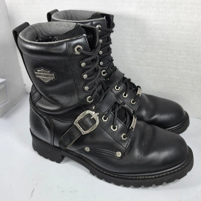 HARLEY DAVIDSON BIKER Moto Harness Boots 11 Leather Grunge Punk Rocker ...