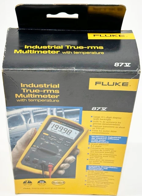 FLUKE 87V TRUE RMS Industrial Multimeter with temperature New in Box ...