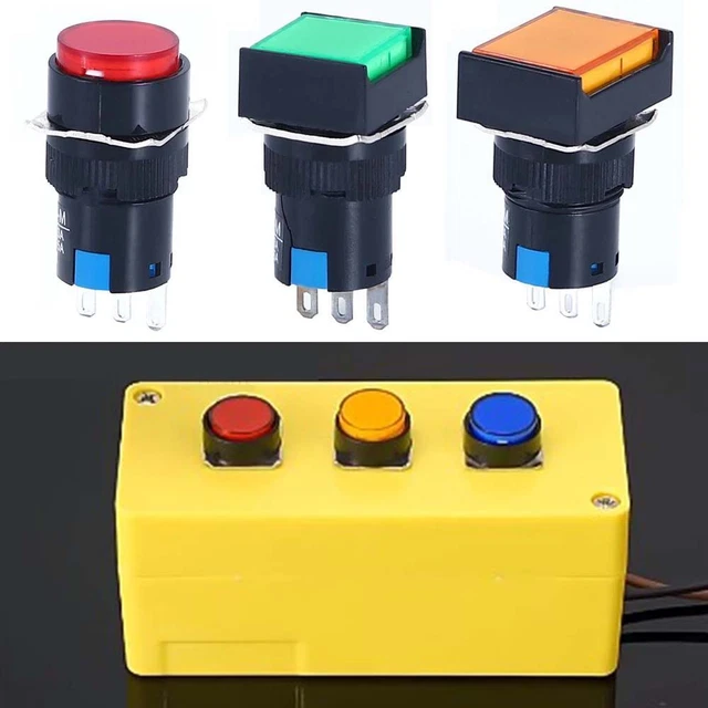 ROUND/SQUARE/RECTANGULAR 16MM POWER Switch Push Button Switch LA16 ...