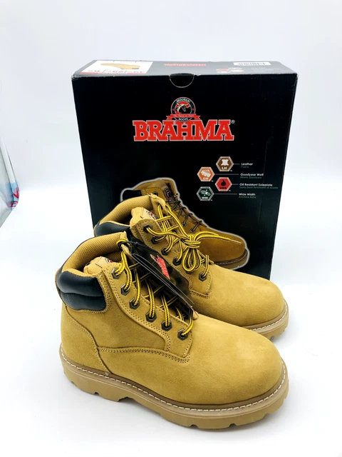 BRAHMA MENS LEATHER Wheat Bravo Work Boots Good Year Welted Sole USA 10 ...