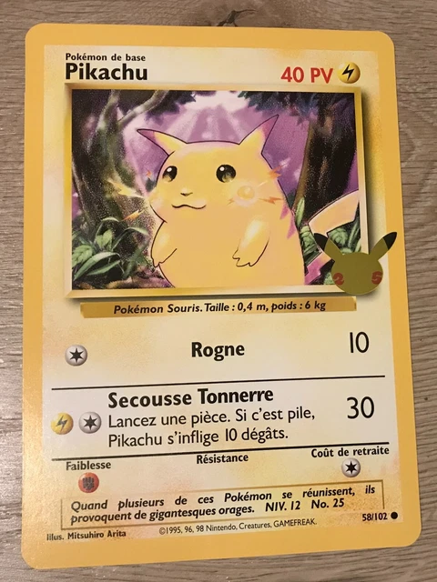 CARTE POKEMON FRANCAISE Jumbo 25 Ans Pikachu 40 Pv 58/102 EUR 4,99 ...