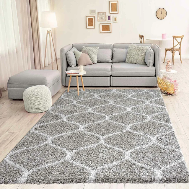 MODERNE POILS LONGS Shaggy Tapis Zwiebelförmigen Tuile Design Gris Crème EUR 80,84 - PicClick FR