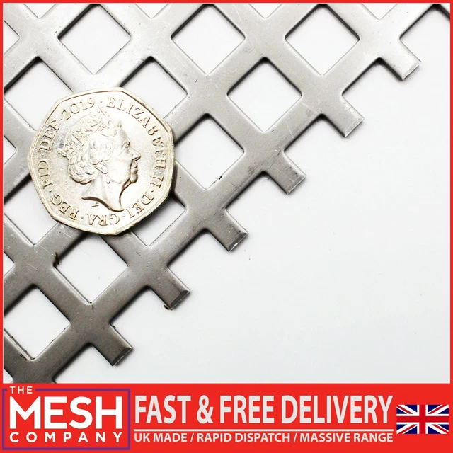 THE MESH COMPANY 10mm Square Stainless Perforated Mesh | 15mm Pitch 1 ...