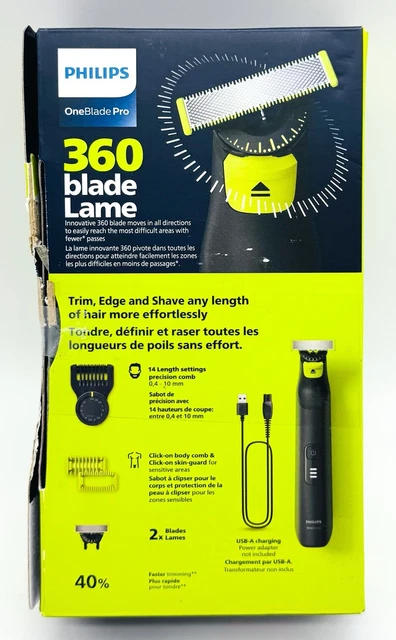 PHILIPS QP6542 ONEBLADE Pro 360 Face Body Cordless Trimmer Wet Dry ...