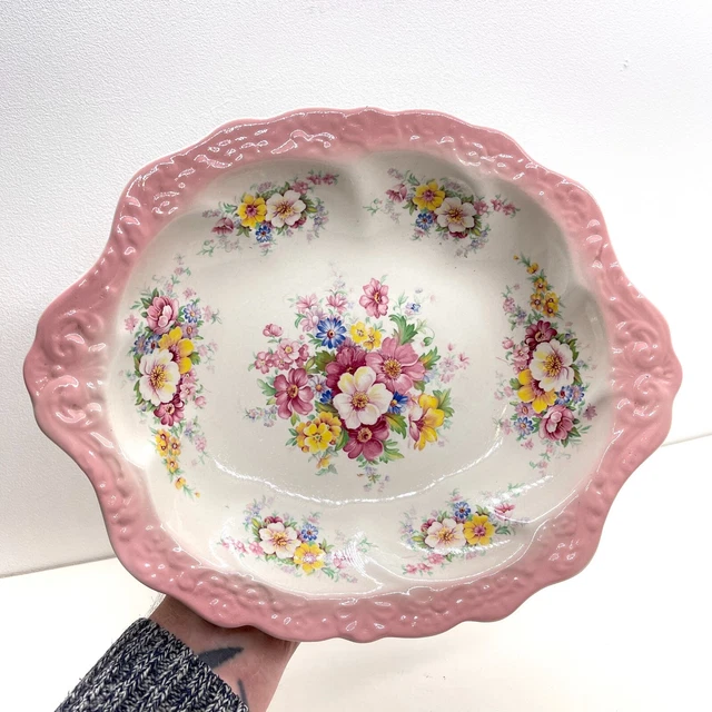 VINTAGE JAMES KENT Old Foley Staffordshire Pottery Bowl Pink Floral ...