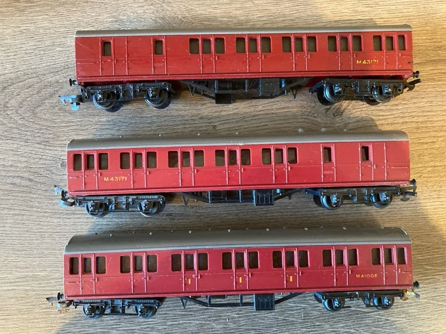 RAKE 3 R120 Tri-ang Hornby M43171/41006 Maroon Suburban Brake/comp ...
