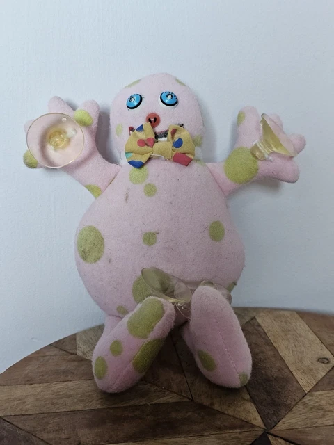 VINTAGE RETRO KITSCH 90s plush Mr Blobby toy featuring window suction ...
