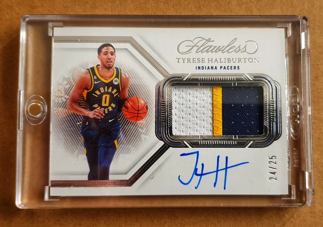 FLAWLESS 2022-23 TYRESE Haliburton Patch Auto/25 Game Worn 3 Color ...