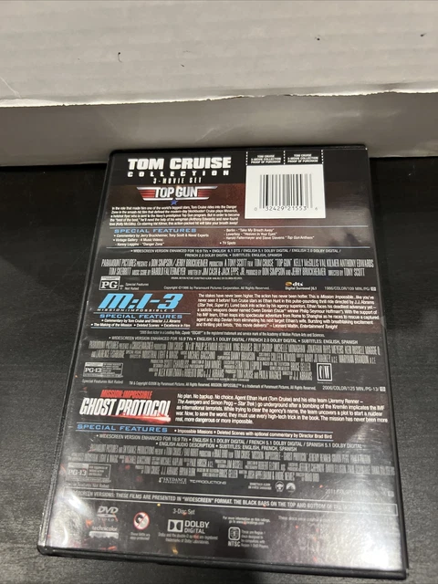 TOM CRUISE COLLECTION (3 DVD Set, NEW) Top Gun, Mission Impossible III ...