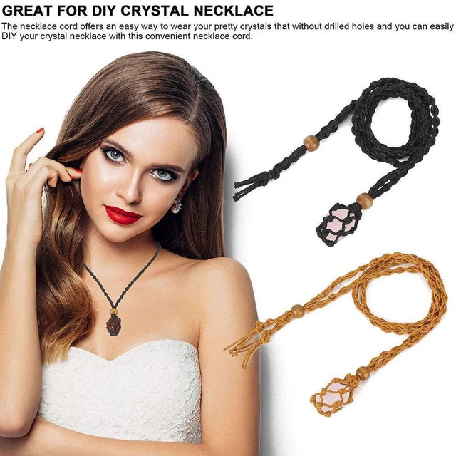 EMPTY CRYSTAL STONE Holder Woven Necklace Rope Cord Pendant Net DIY ...