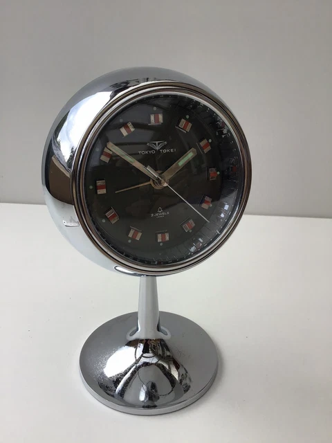 TOKYO TOKEI SPACE Age Atomic Tulip Green Chrome Pedestal alarm clock ...