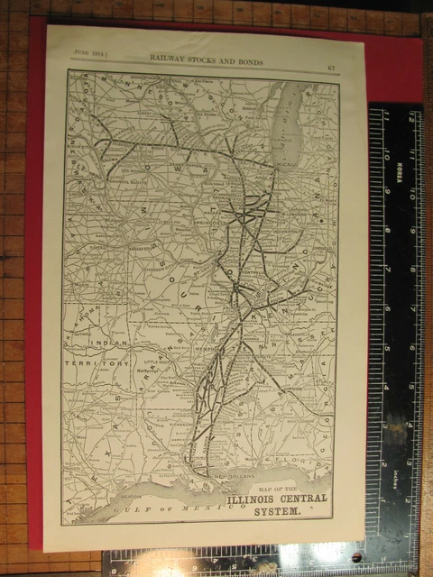 ORIGINAL 1914 ILLINOIS Central Railroad System Map Routes Depots Ic Rr ...