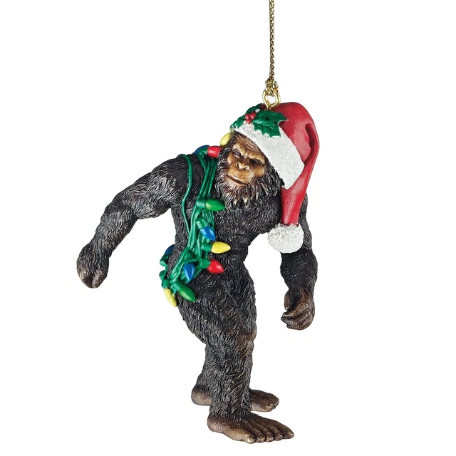 DESIGN TOSCANO BIGFOOT Yeti with Santa Hat Funny Christmas Tree ...
