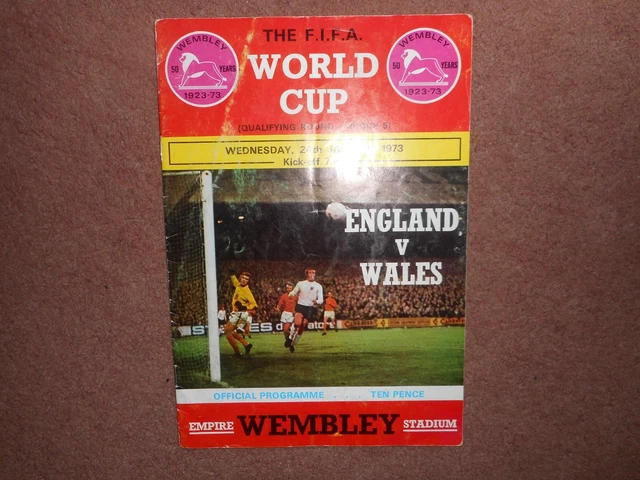 ENGLAND V WALES 1973 World Cup Qualifying Football Programme 24/01/1973 ...