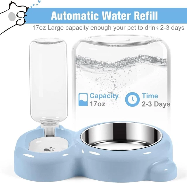 DOG BOWLS, CAT Food and Water Bowl Set with Water Dispenser and ...