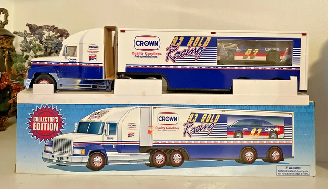 CROWN 1998 TOY Race Car Carrier Box Truck Friction Race Car Detachable ...