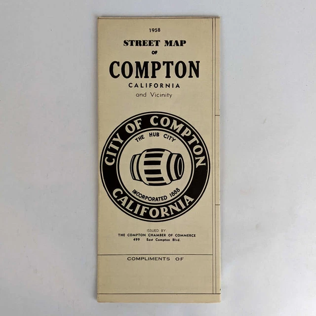 COMPTON CHAMBER OF Commerce: 1958 Street Map of Compton, California and ...