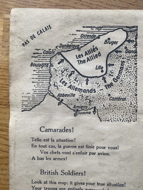 WW2 PROPAGANDA leaflet dropped by the Luftwaffe on British Troops at ...