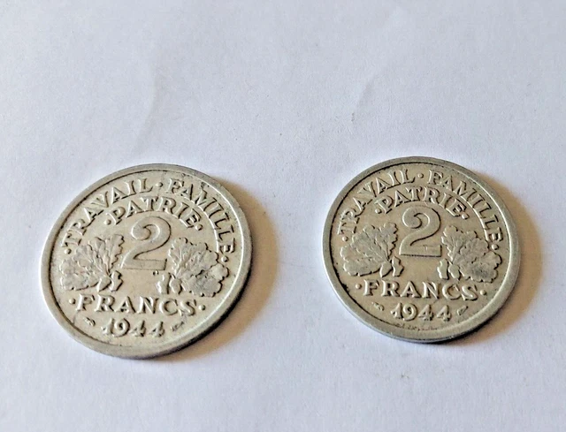 -2-PIECES-2-FRANCS--FRANCISQUE--BAZOR-1944-C--1944--ALUMINIUM--QUALITÉ ...