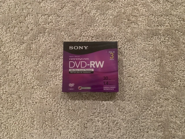SONY HANDYCAM DVD-RW Re-Recordable Disks 30 Min Each 1.4 GB Pack Of 3 ...