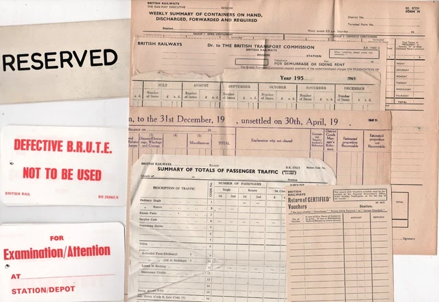 1950S BRITISH RAILWAYS Blank Forms Etc £5.00 - PicClick UK
