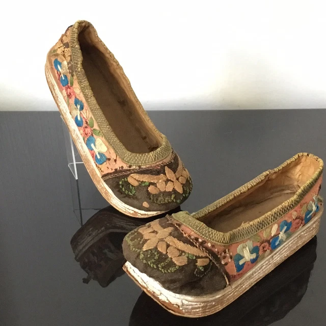 ANTIQUE CHINESE FOOT Binding Shoes Original Last 19thC Chaussures ...