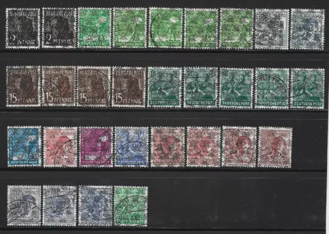 ALLIIERTE BESETZUNG 1948 aus Mi. 36 II-51 II Netzaufdruck gestempelt ...